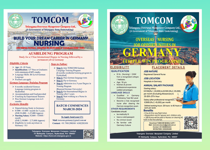 TOMCOM is helping Telangana youth find nursing jobs in Germany TOMCOM is helping Telangana youth find nursing jobs in Germany